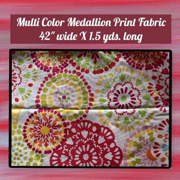 Office | 15 Yds Multi Color Medallion Print Fabric | Poshmark
